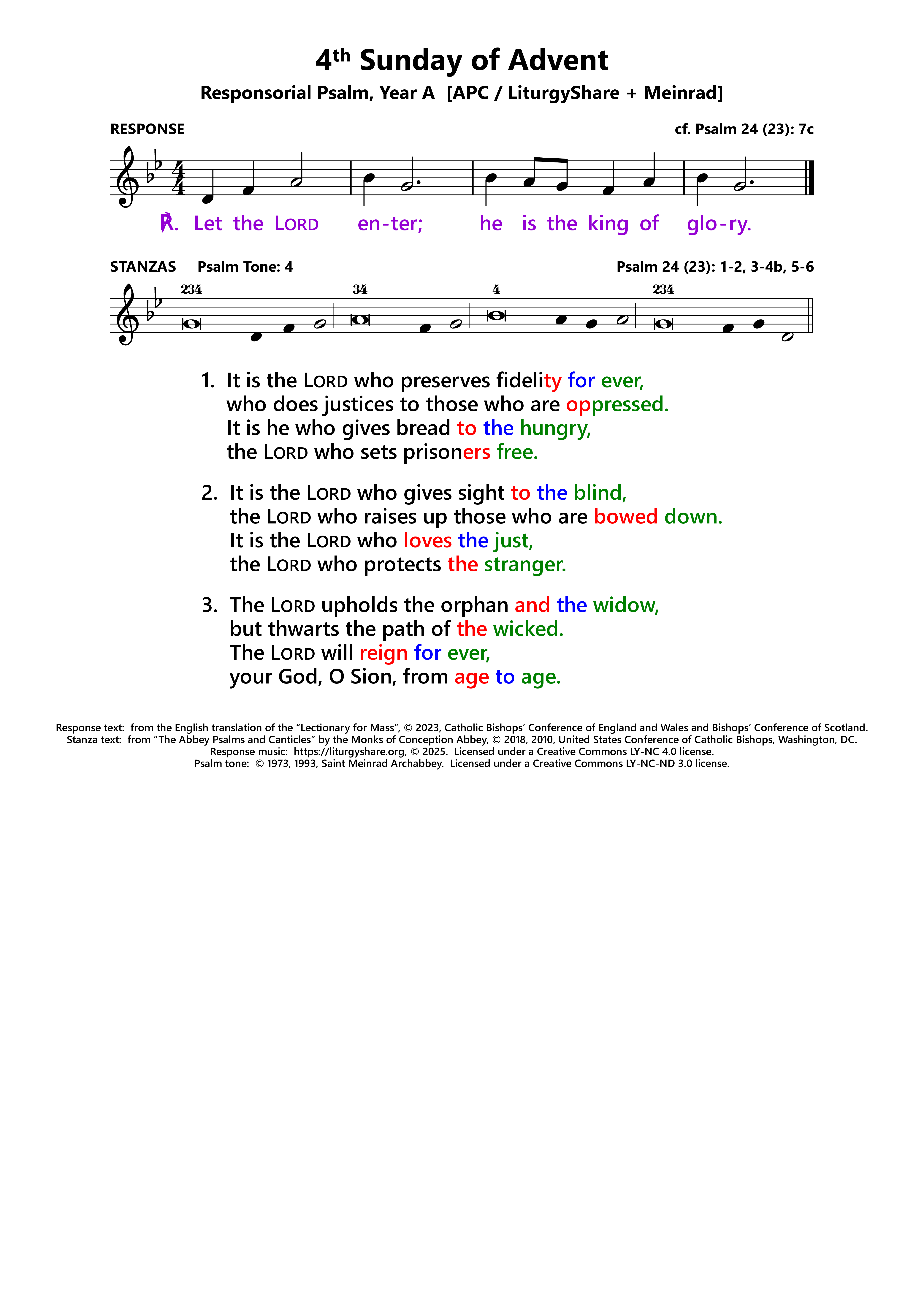 4th Sunday of Advent: Responsorial Psalm, Year A